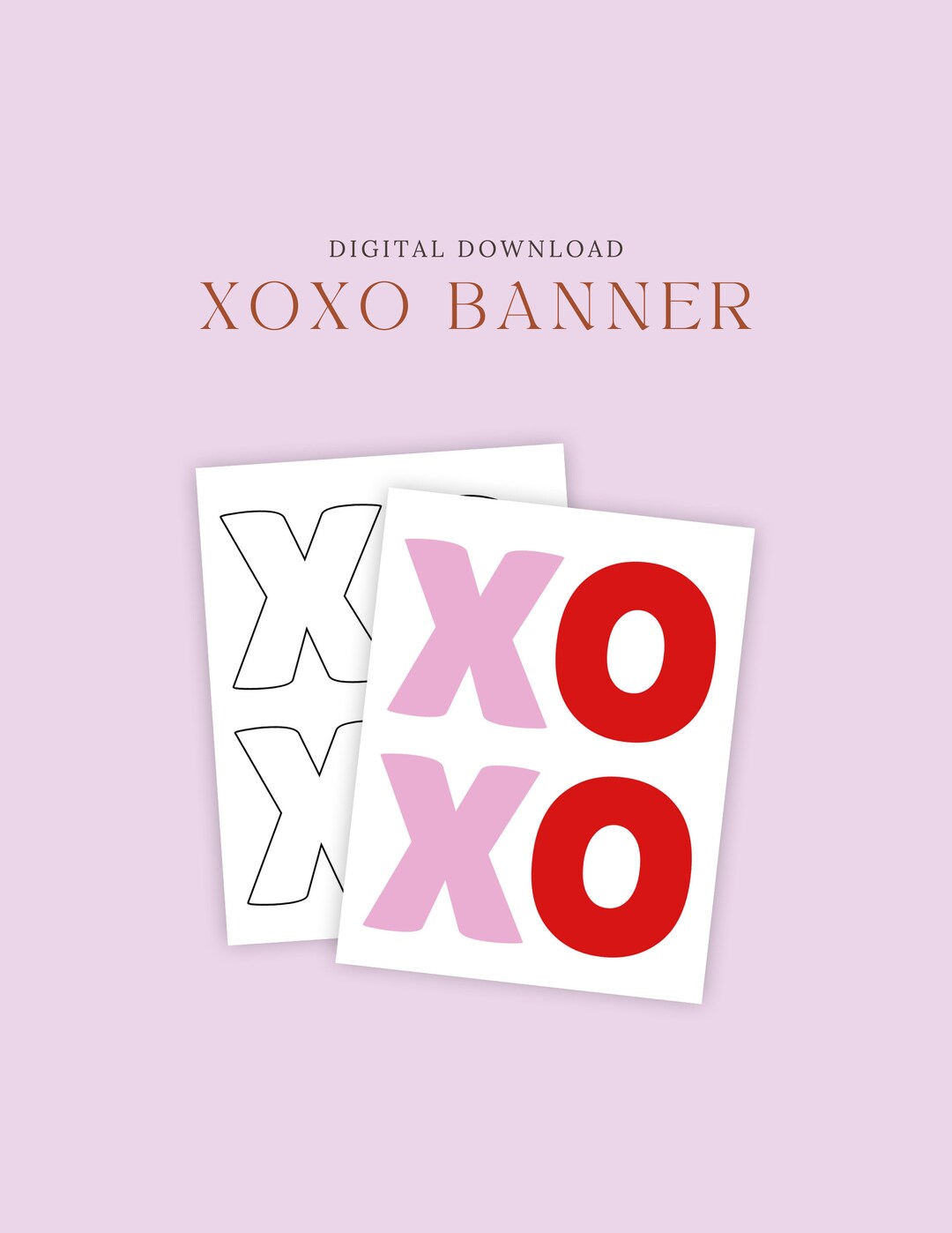 XOXO Banner, Printable Valentines Day Banner, Set of 5 Banners - Etsy