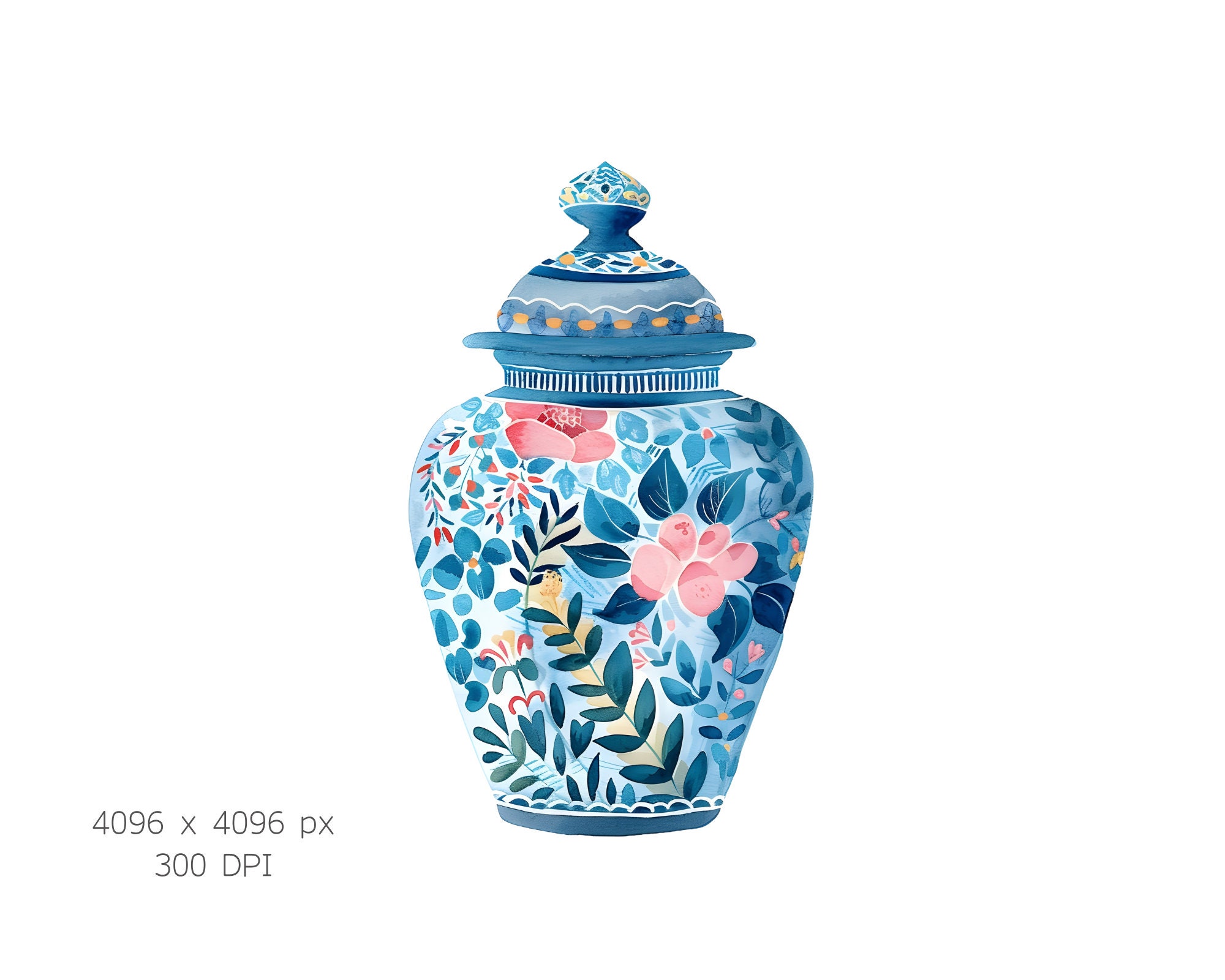Ginger Jar Clipart, Water Color Ginger Jar, Set of 5, PNG, Instant ...