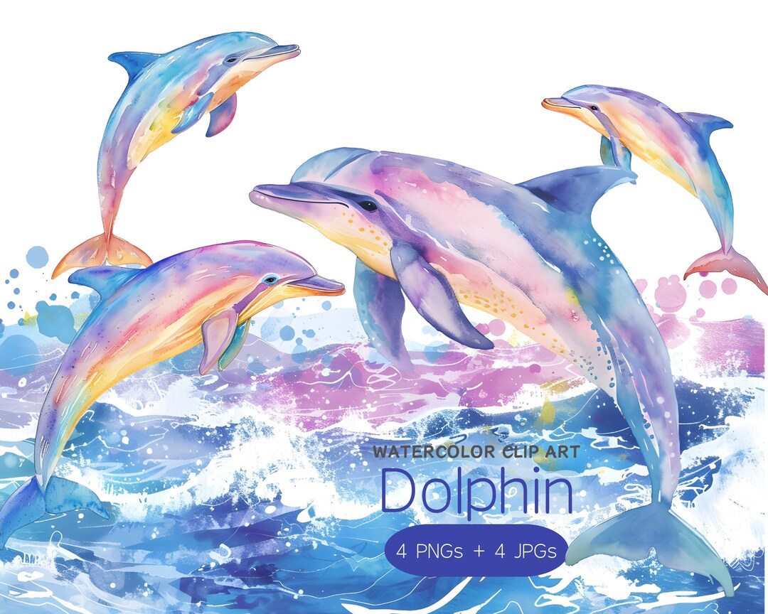 Dolphin Clipart, Dolphin PNG, Ocean, Ocean JPG, Instant Digital ...