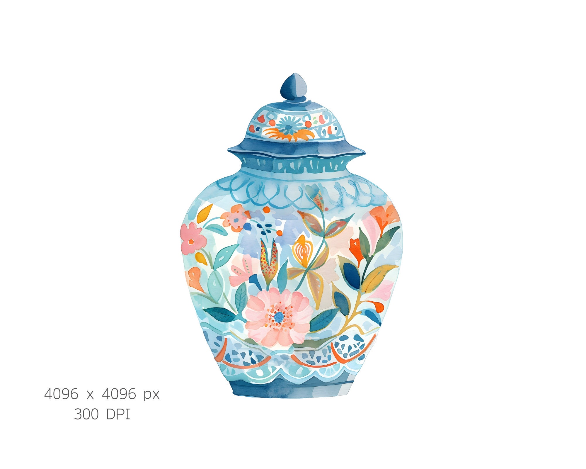 Ginger Jar Clipart, Water Color Ginger Jar, Set of 5, PNG, Instant ...