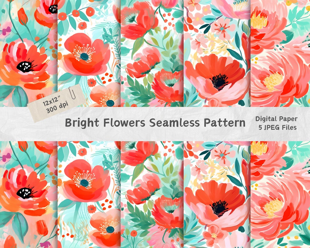 Seamless Bright Floral Digital Pattern, Digital Pattern, Digital Paper ...