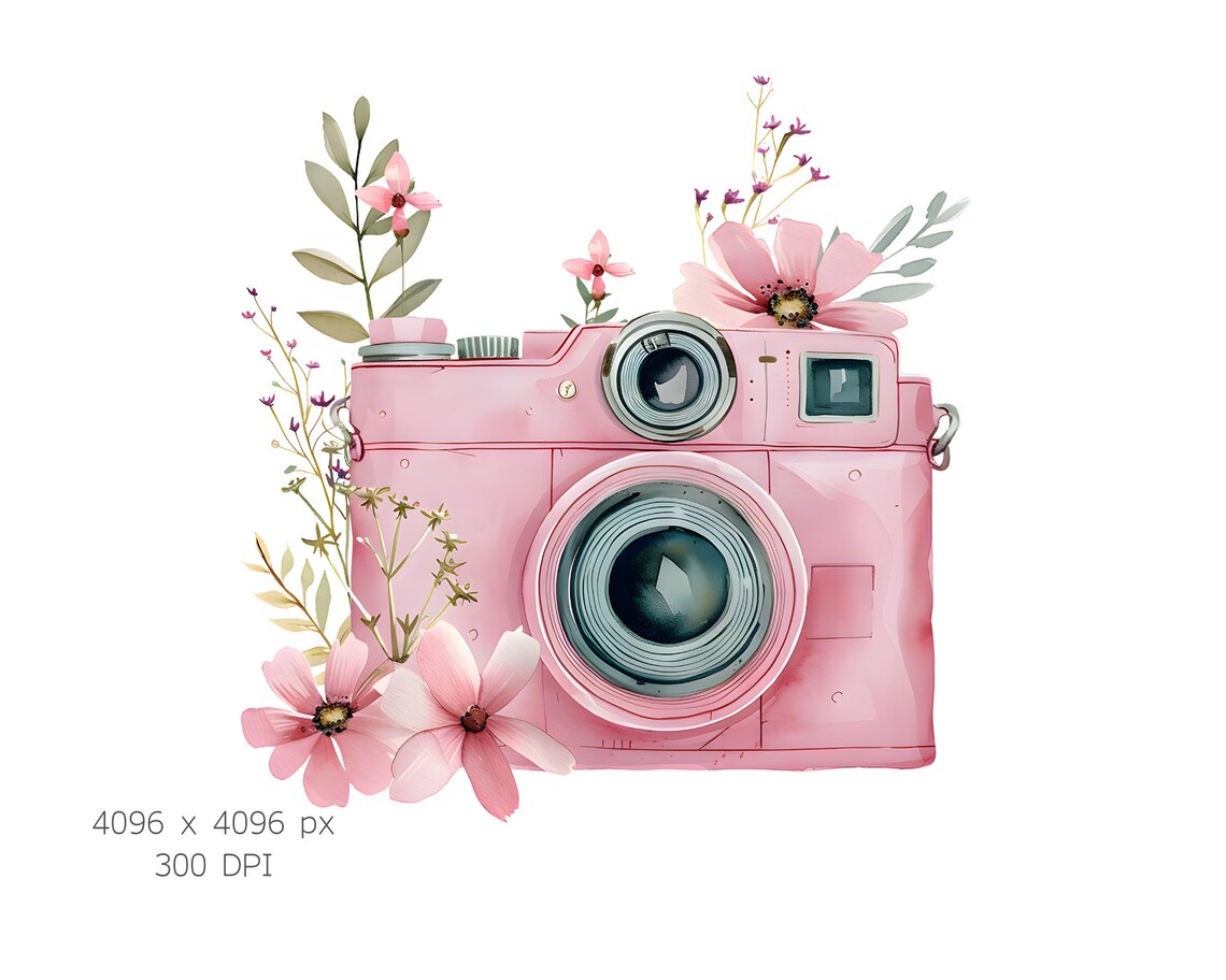 Pink Camera Clipart, Set of 3, PNG, Instant Digital Download ...