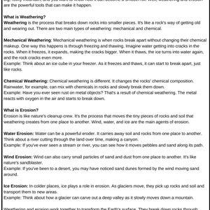 Weathering and Erosion Reading Passage and Questions Worksheet - Etsy