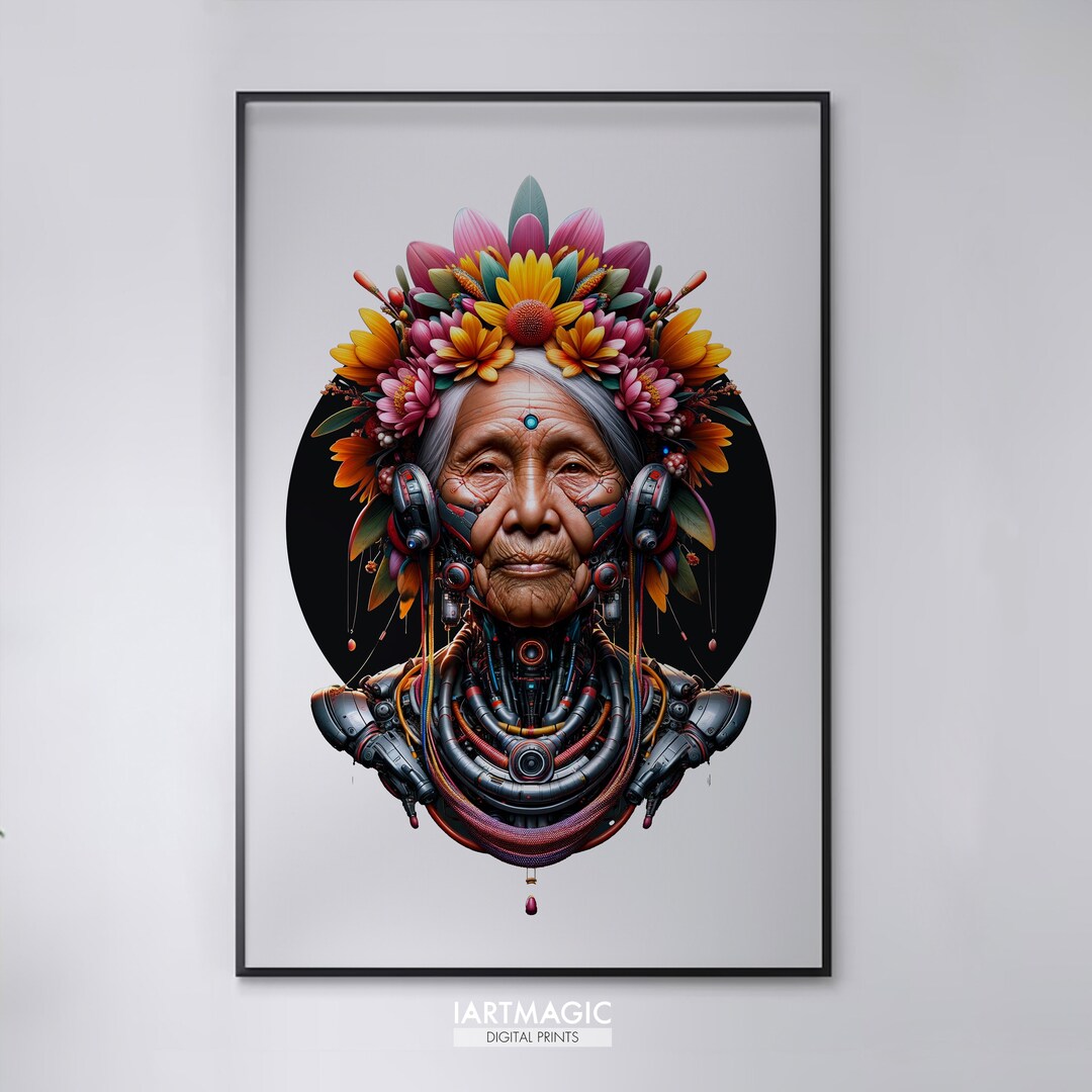 Ancient Futurist Cyborg Grandma, PRINTABLE Wall Art Print | Digital ...