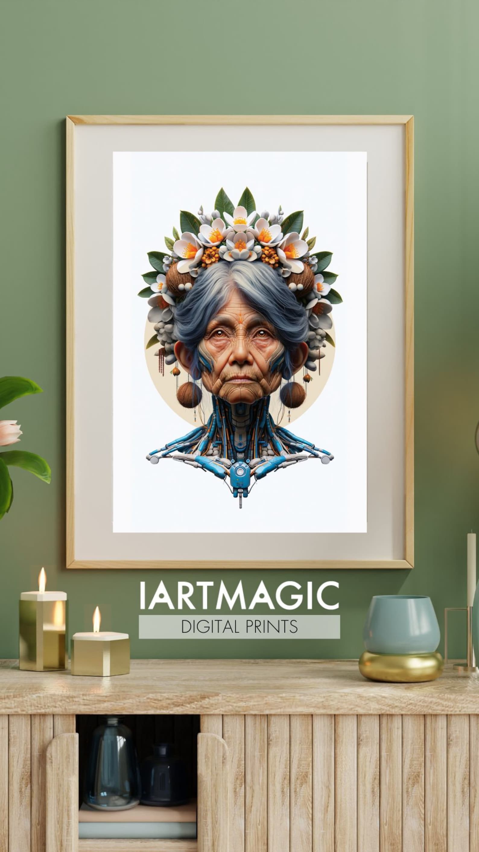 Ancient Futurist Cyborg Grandma, PRINTABLE Wall Art Print | Digital ...