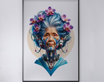 Ancient Futurist Cyborg Grandma, PRINTABLE Wall Art Print Digital ...