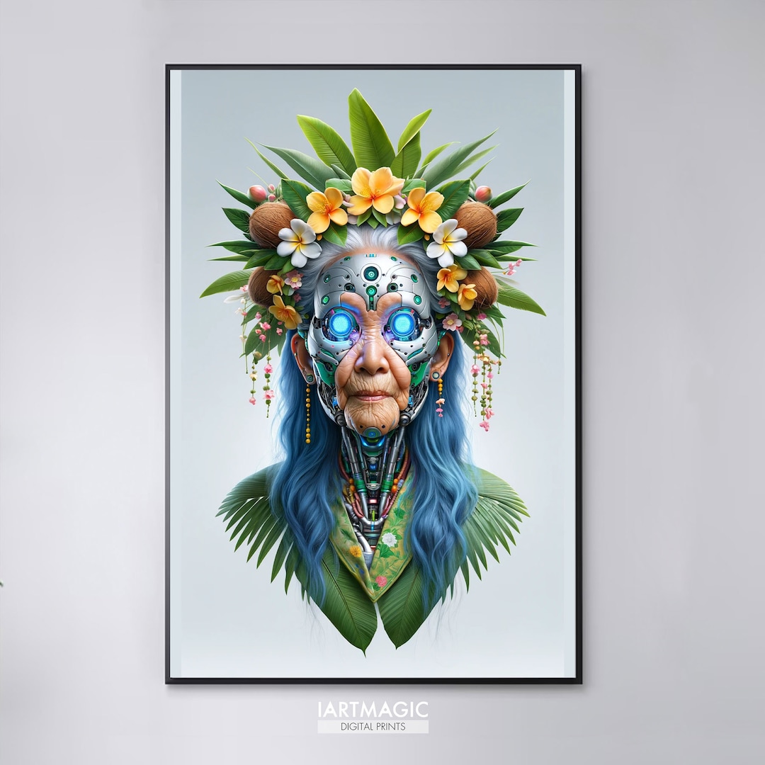 Ancient Futurist Cyborg Grandma, PRINTABLE Wall Art Print | Digital ...