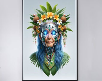 Ancient Futurist Cyborg Grandma, PRINTABLE Wall Art Print Digital ...