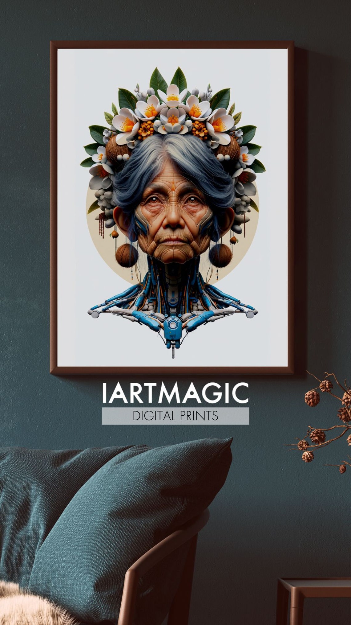 Ancient Futurist Cyborg Grandma, PRINTABLE Wall Art Print Digital ...