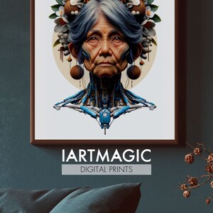 Ancient Futurist Cyborg Grandma, PRINTABLE Wall Art Print | Digital ...