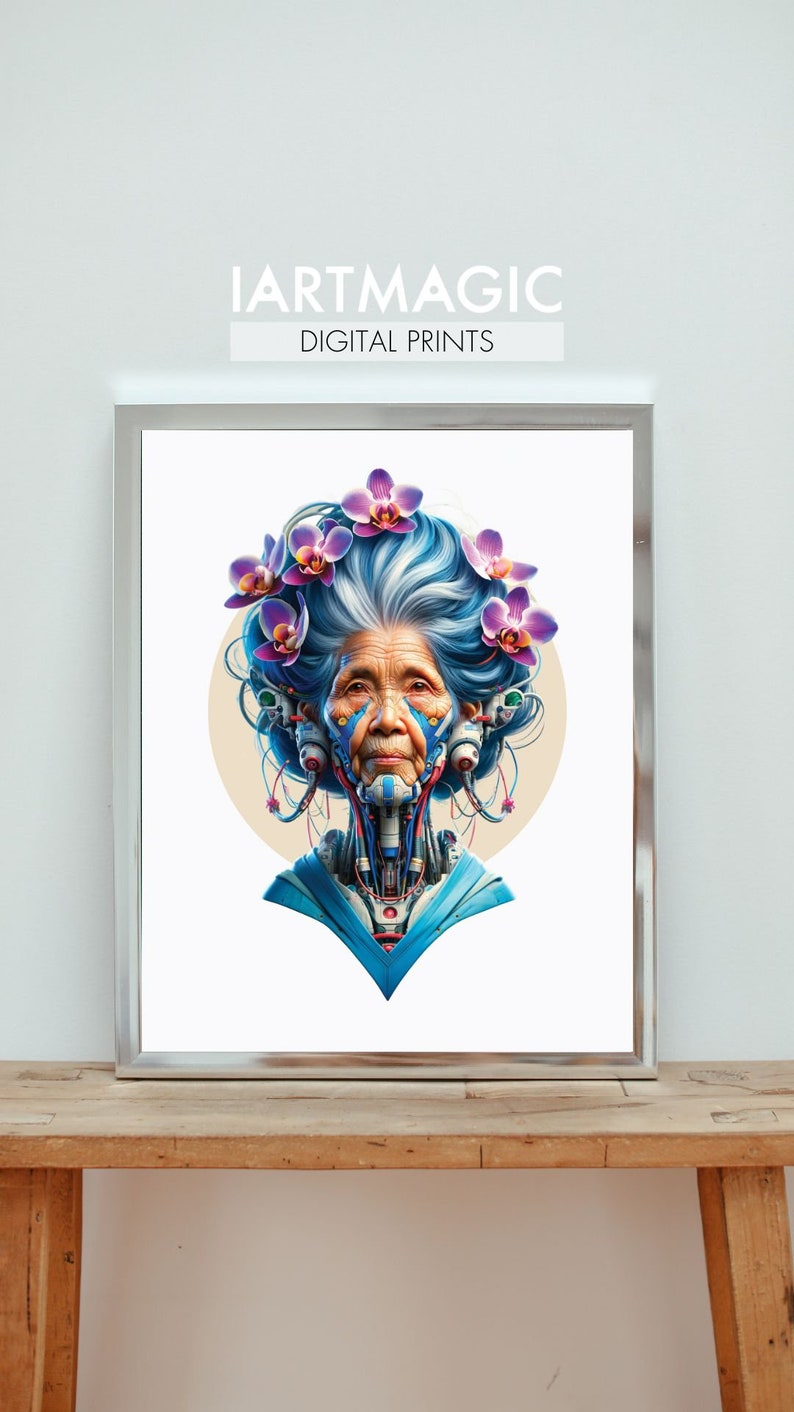 Ancient Futurist Cyborg Grandma, PRINTABLE Wall Art Print Digital ...