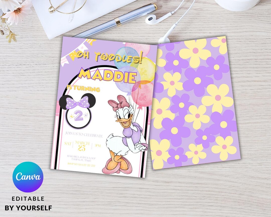 Daisy Duck Birthday Invitation: Custom Party Invite (PDF) - Etsy