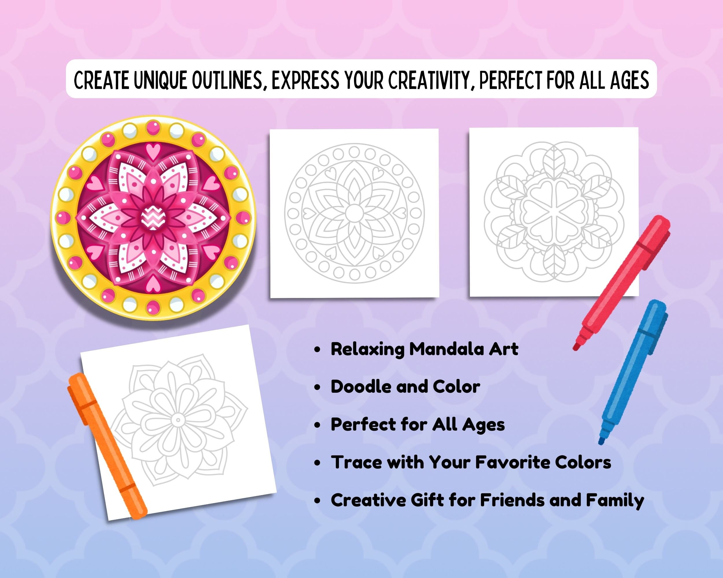 Simple Mandala Tracing and Coloring Pages Set 02 | Relaxing Designs for ...