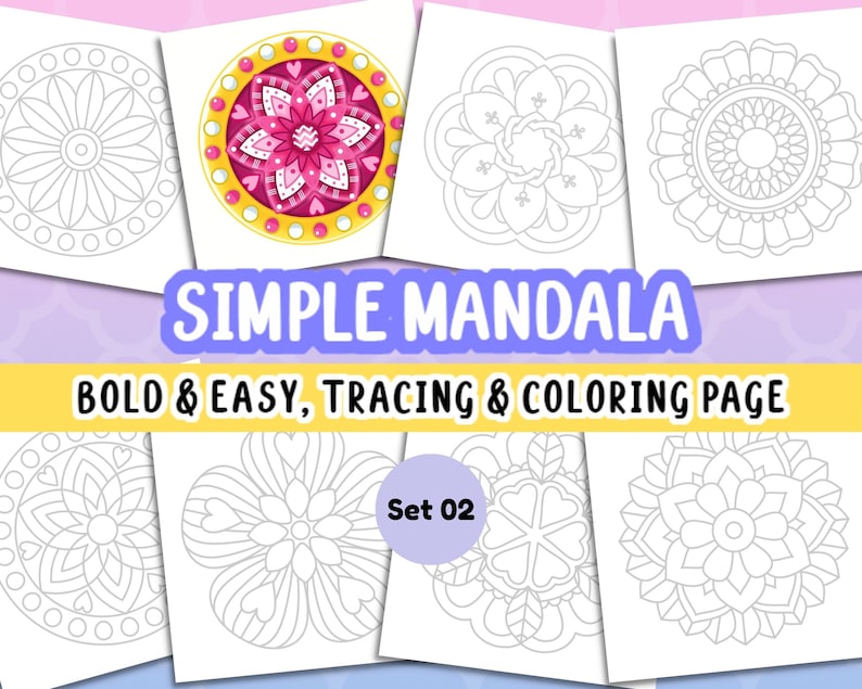 Simple Mandala Tracing and Coloring Pages Set 02 | Relaxing Designs for Creative Fun | Easy ...