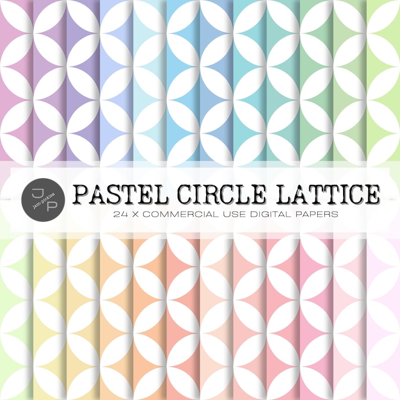 Circle Lattice Digital Paper Pattern, Seamless, 24 Pastel Paper Pack ...
