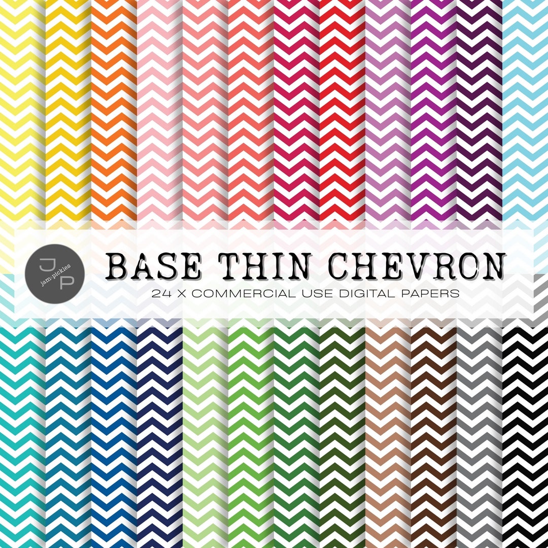 Thin Chevron Digital Paper Pattern, Seamless, 24 Primary Color Paper ...