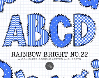 Rainbow Bright 2 Alphabet Letters PNG Bundle, Hand Drawn Doodle ...