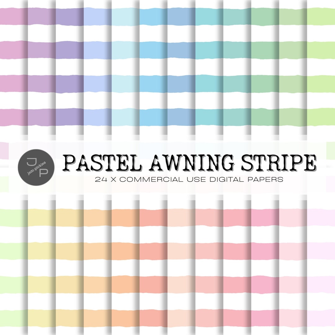 Awning Stripe Digital Paper Pattern, Seamless, Horizontal Stripe, 24 ...