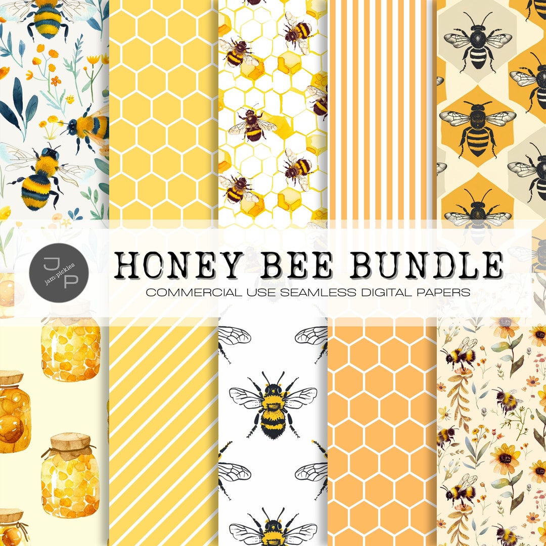Honeybee Digital Paper Pack, Seamless Patterns, Instant Download ...