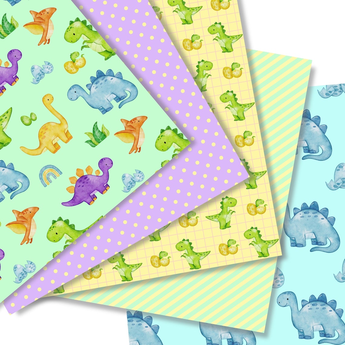 Dinosaur Digital Paper Pack, T-rex Scrapbook Pages, Baby Dino Seamless ...