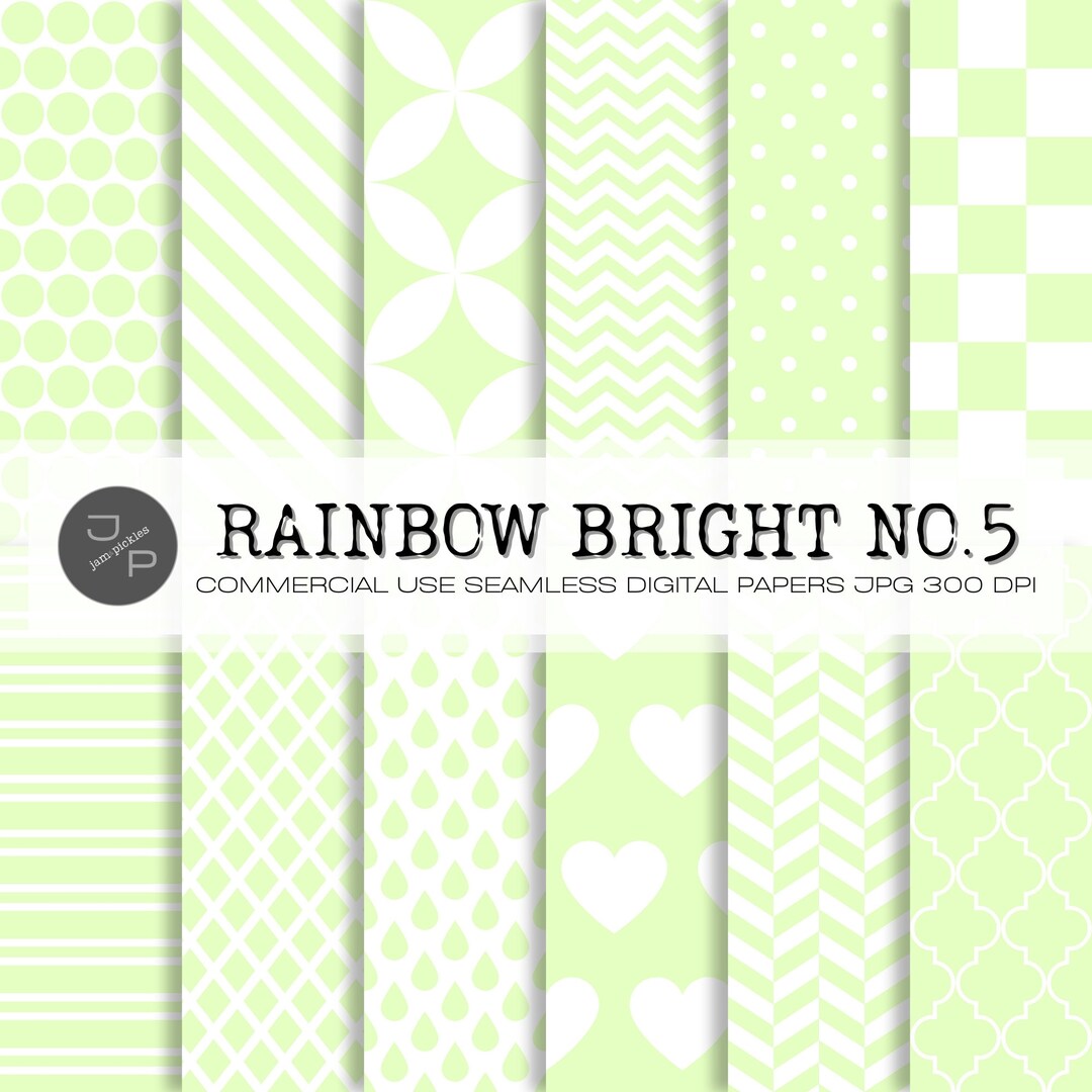 Rainbow Bright 5 Seamless Digital Paper Pattern Pack, Commercial Use ...