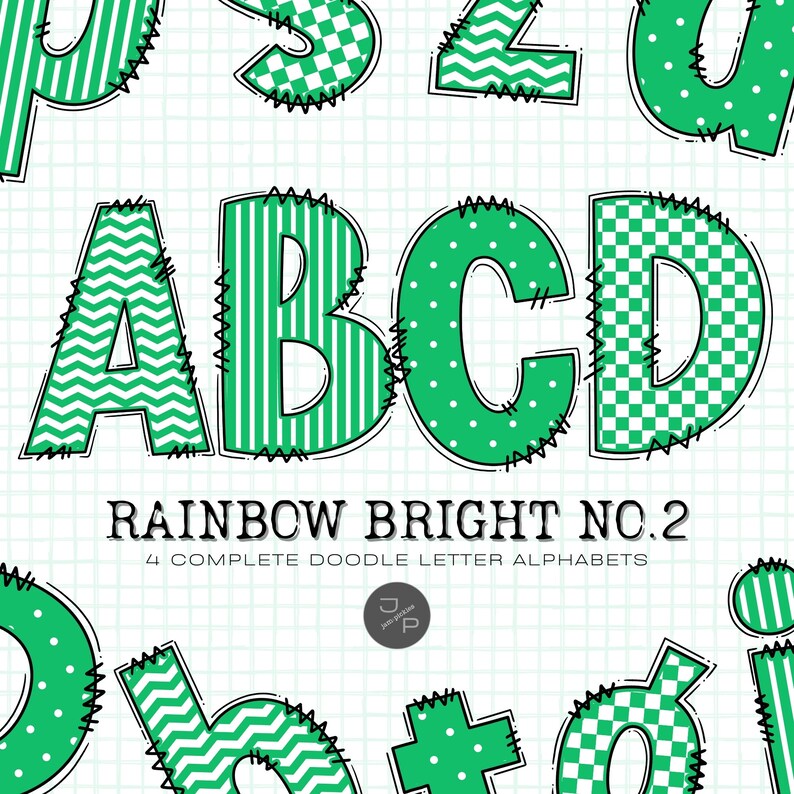 Rainbow Bright 2 Alphabet Letters PNG Bundle, Hand Drawn Doodle ...
