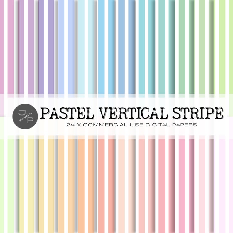 Vertical Stripe Digital Paper Pattern, Seamless Paper, 24 Pastel Color ...