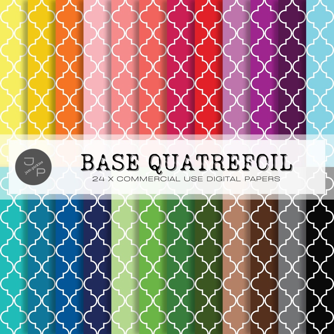 Quatrefoil Digital Paper Pattern, Seamless, 24 Primary Color Paper Pack ...