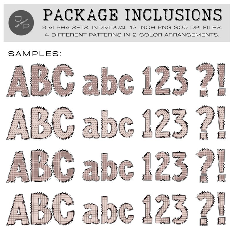 Earthy Boho 16|20 Alphabet Letters PNG Bundle, Hand Drawn Doodle ...