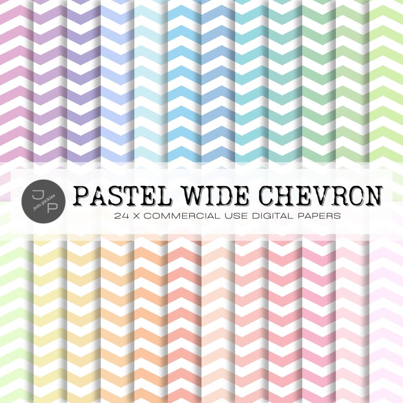 Wide Chevron Digital Paper Pattern, Seamless Paper, 24 Pastel Color ...
