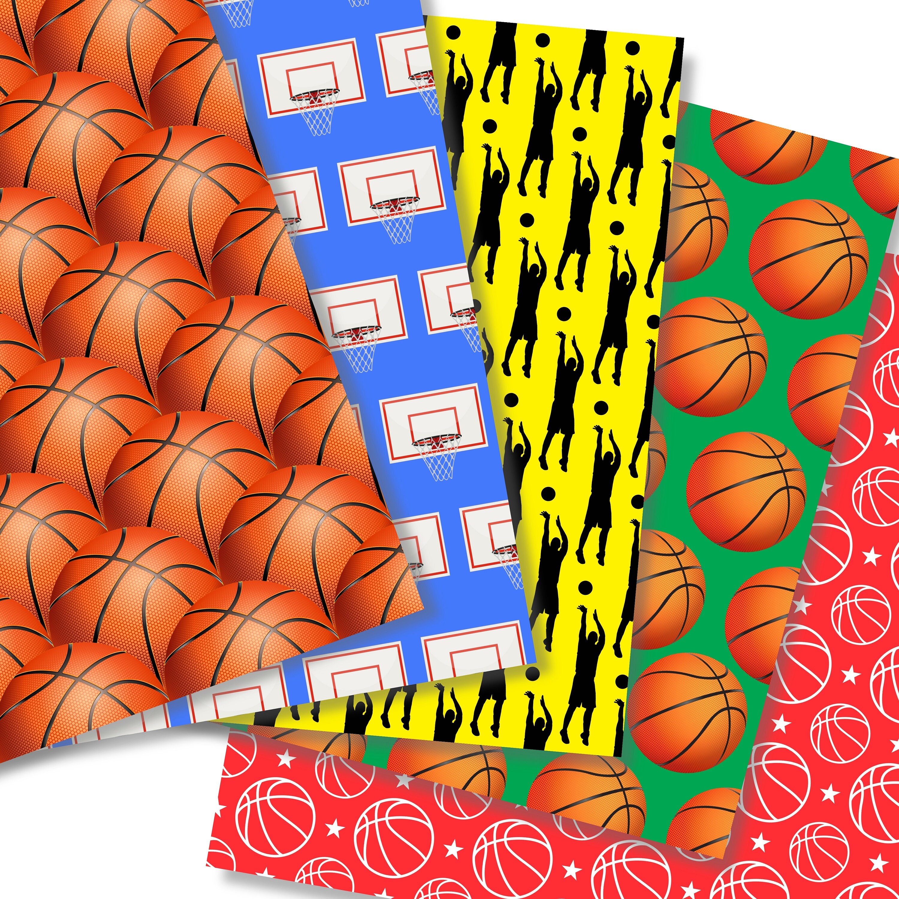 Basketball Digital Paper Pack, Seamless Patterns, Instant Download ...