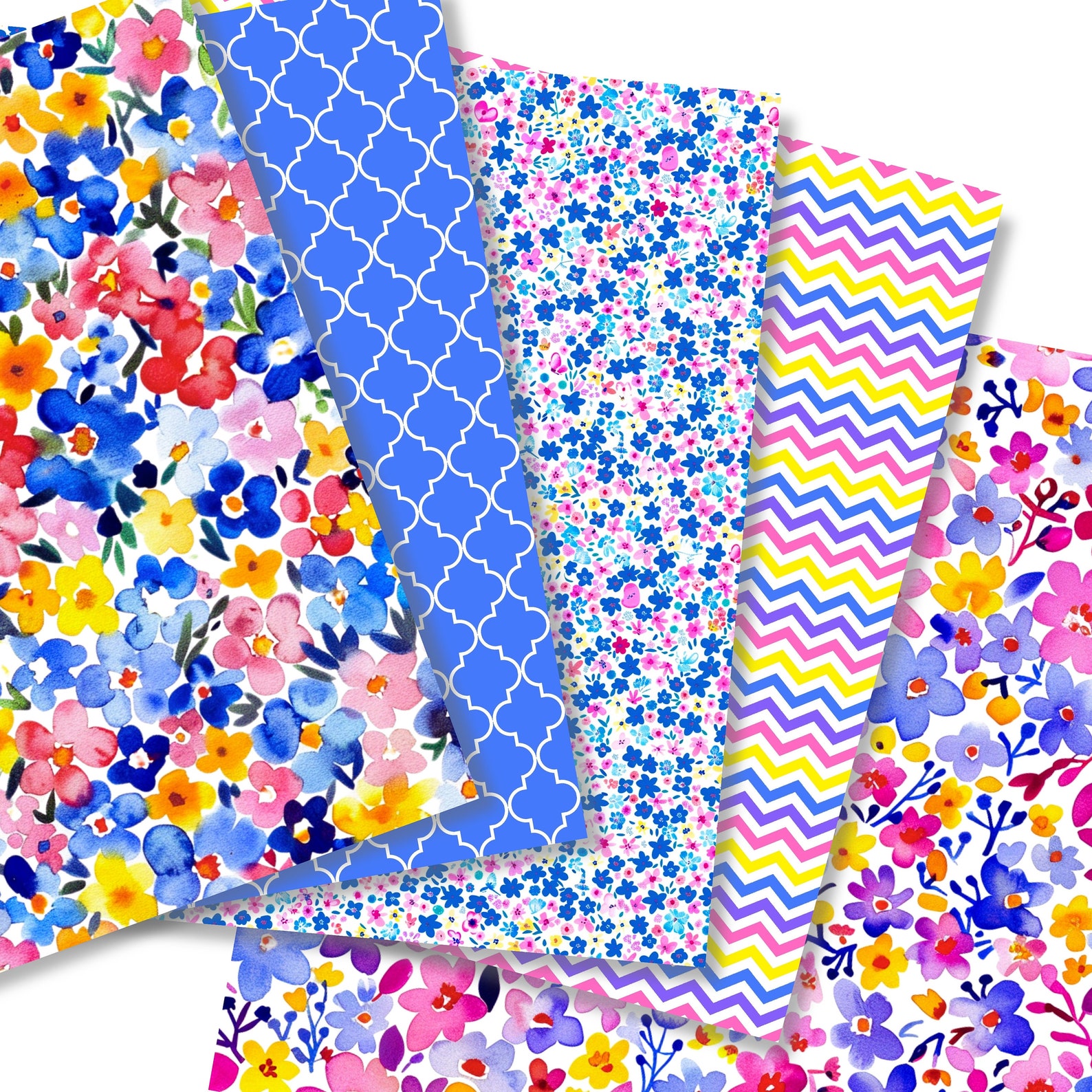 Spring Flowers Digital Paper Pack, Seamless Designs, Instant Download ...