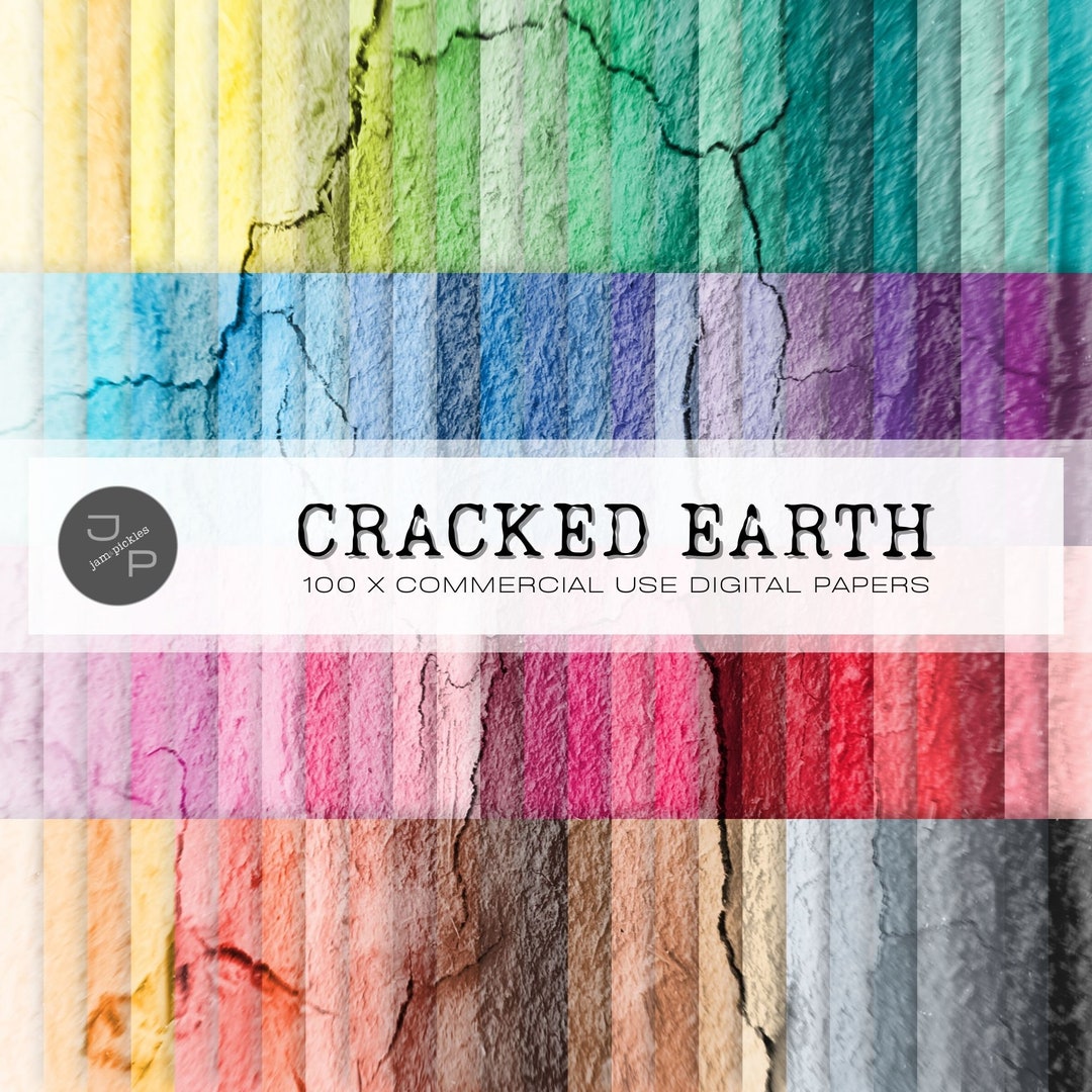 100 Cracked Earth Textured Digital Papers, Scorched Earth, Commercial ...