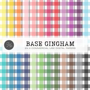 Gingham Digital Paper Pattern, Seamless, 24 Primary Color Paper Pack ...