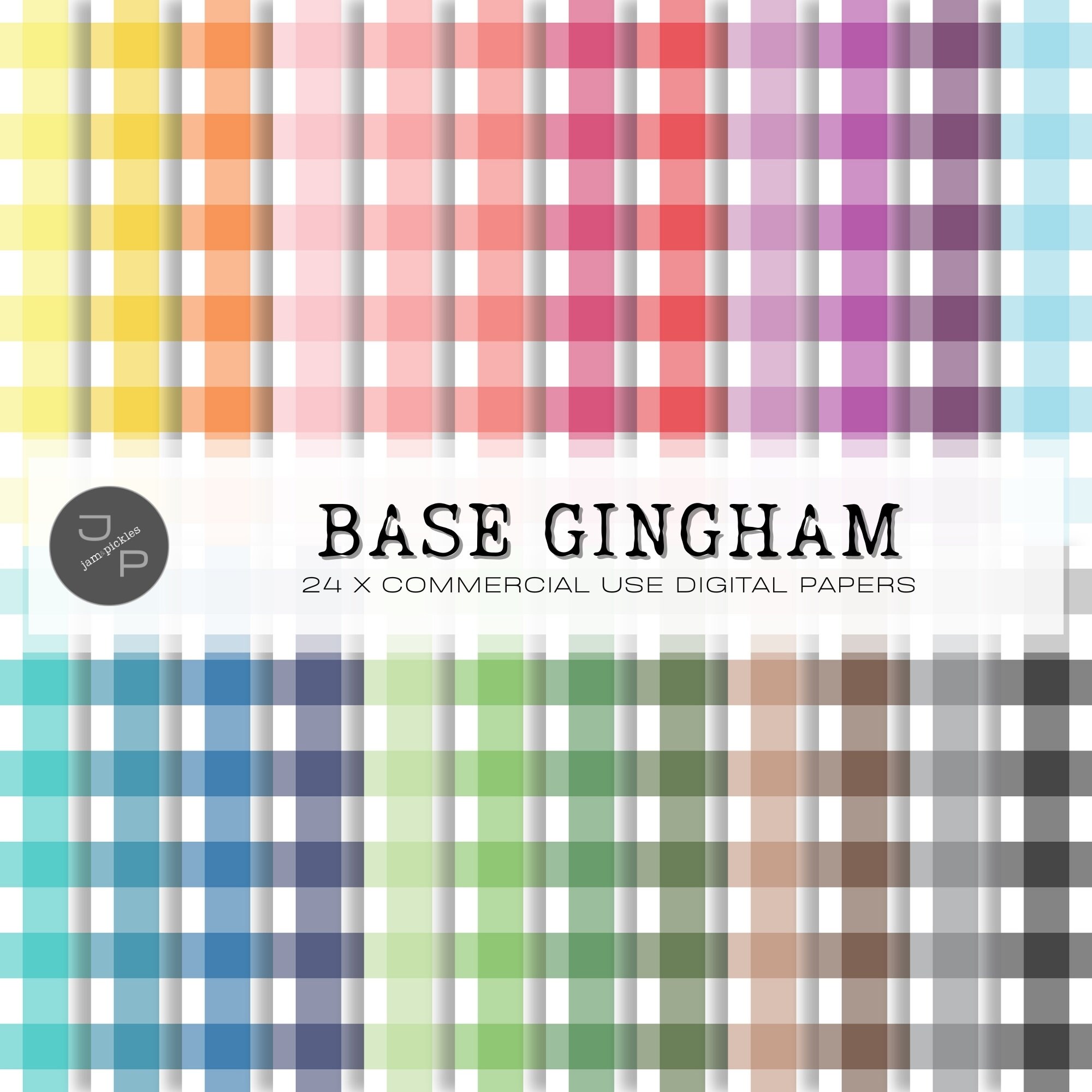 Gingham Digital Paper Pattern, Seamless, 24 Primary Color Paper Pack ...