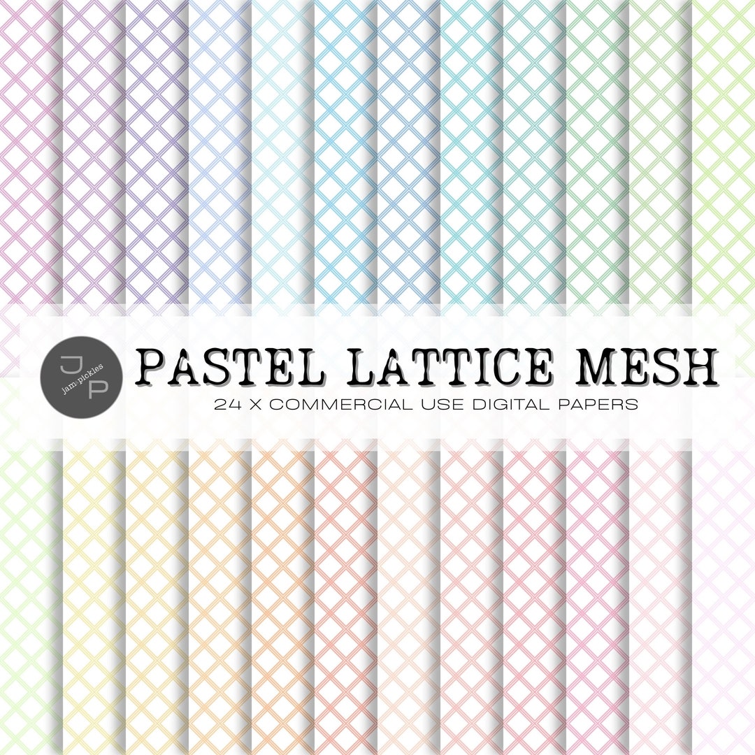 Lattice Mesh Digital Paper Pattern, Seamless, 24 Pastel Paper Pack ...