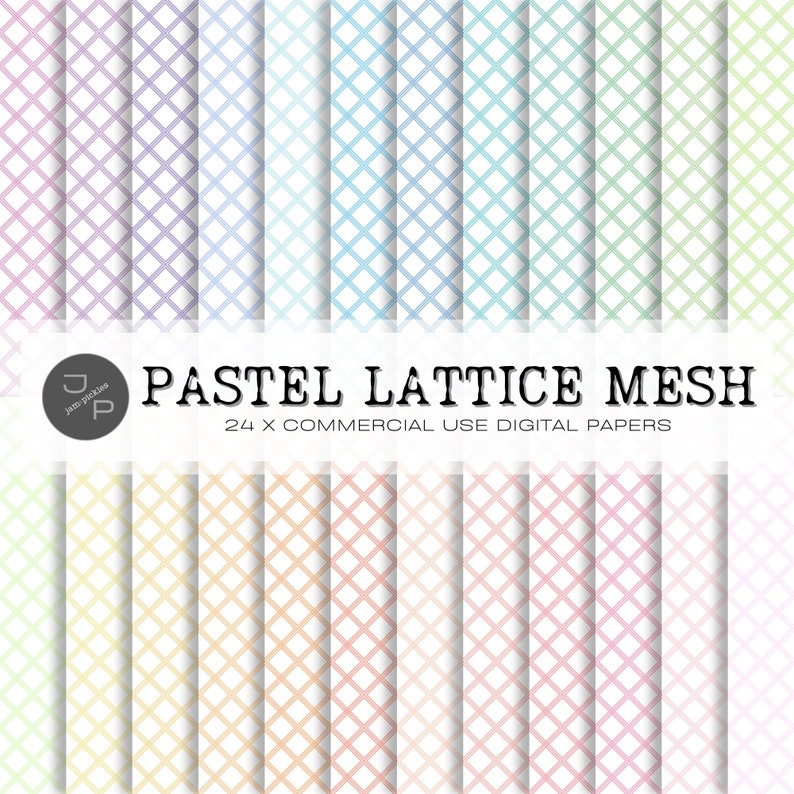 Lattice Mesh Digital Paper Pattern, Seamless, 24 Pastel Paper Pack ...