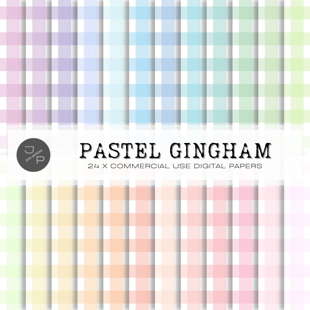 Gingham Digital Paper Pattern, Seamless, 24 Pastel Paper Pack ...