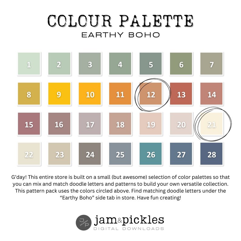 Earthy Boho 12|21. Seamless Digital Paper Pack. Doodle Pattern ...