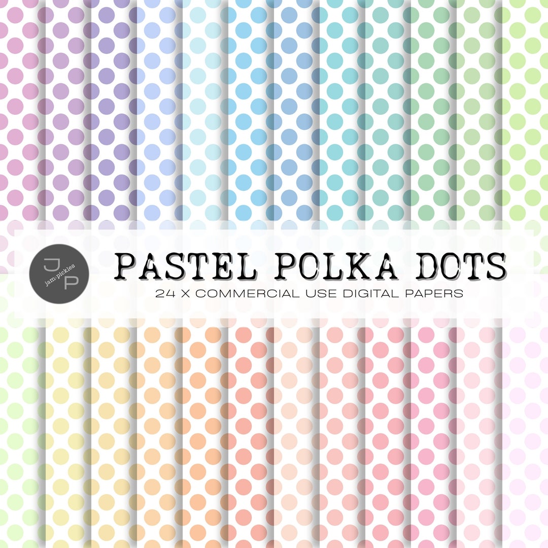 Polka Dot Digital Paper Pattern, Seamless, 24 Pastel Paper Pack ...