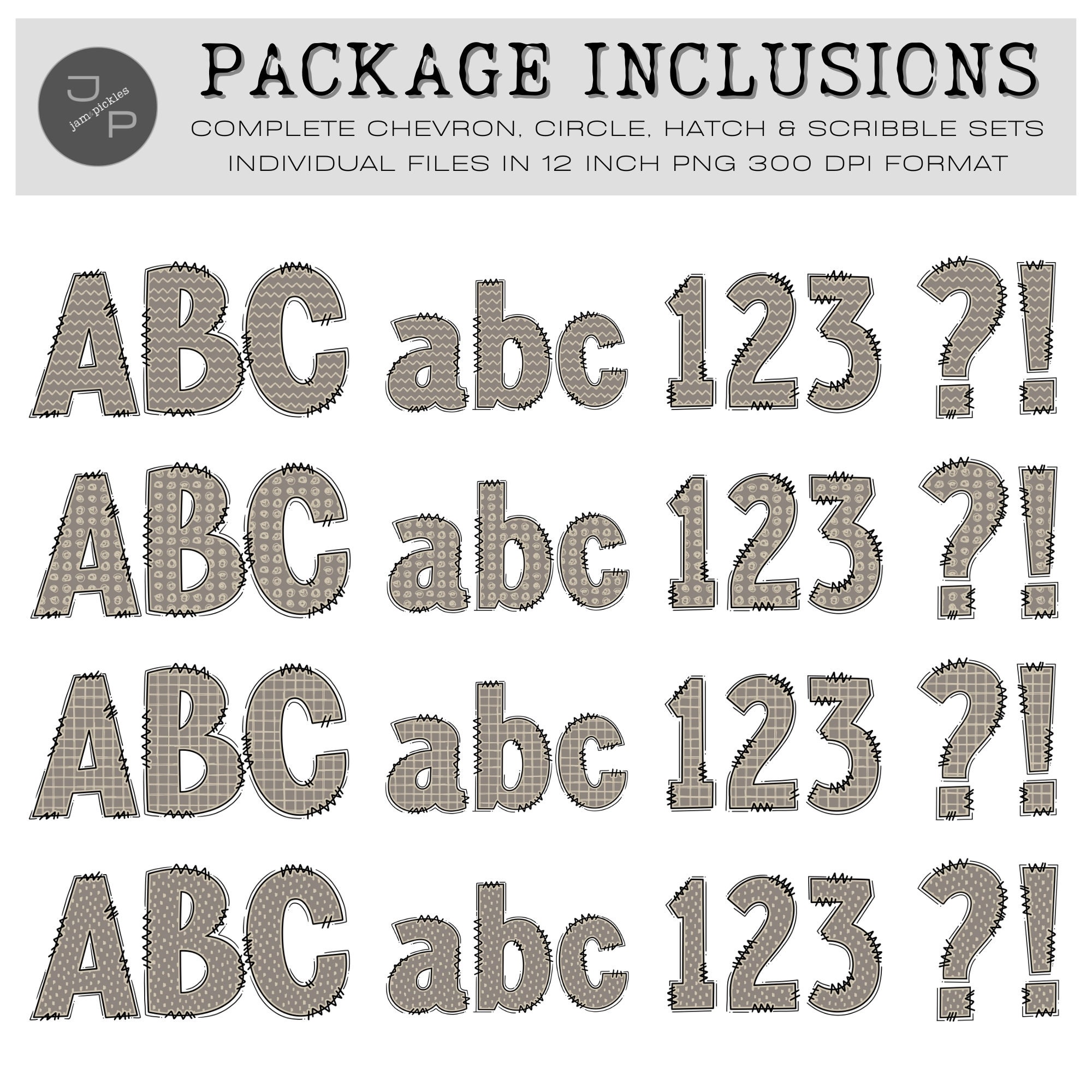 Earthy Boho 24 Alphabet Letters PNG Bundle, Hand Drawn Doodle Letters ...