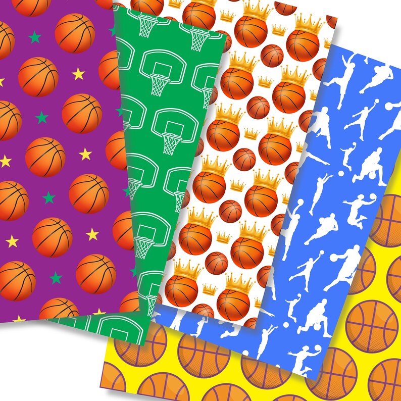 Basketball Digital Paper Pack, Seamless Patterns, Instant Download ...