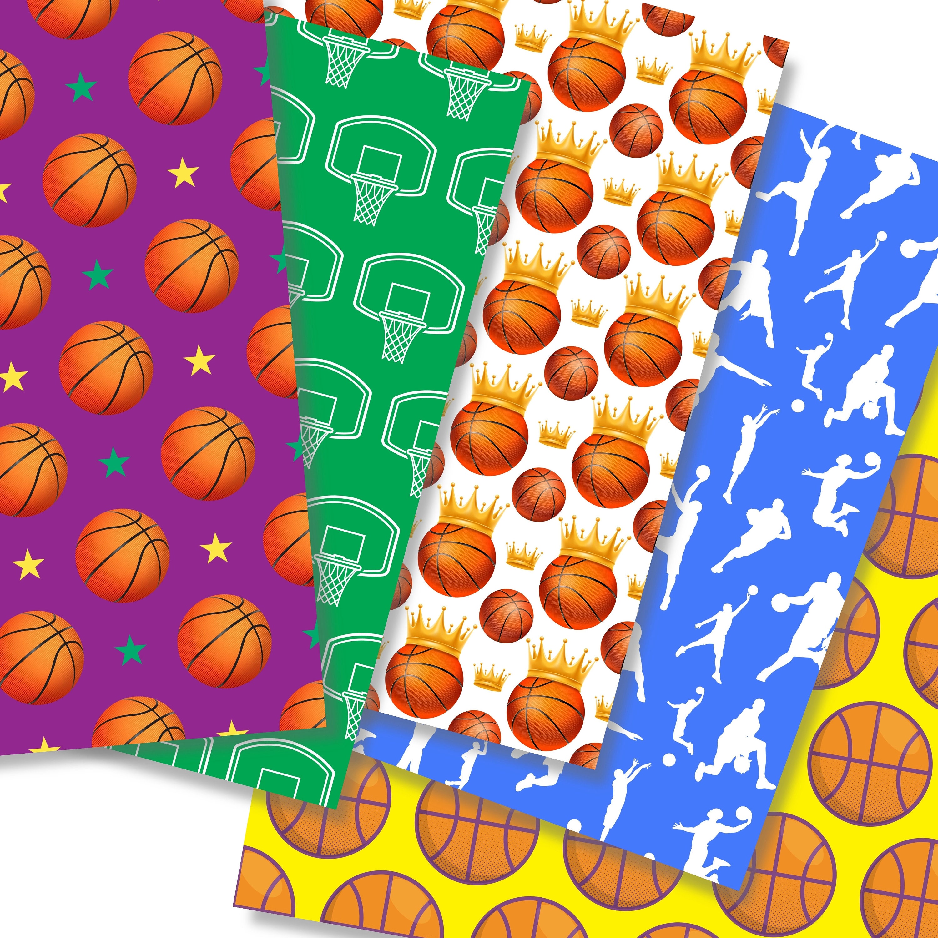 Basketball Digital Paper Pack, Seamless Patterns, Instant Download ...