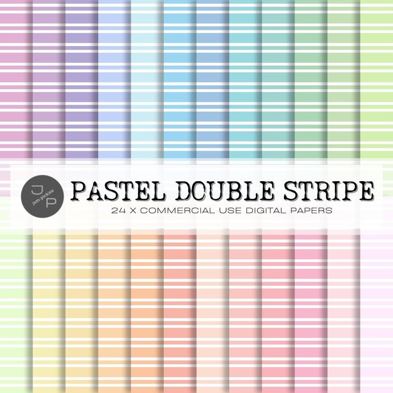 Double Stripe Digital Paper Pattern, Seamless, Horizontal Stripe, 24 ...