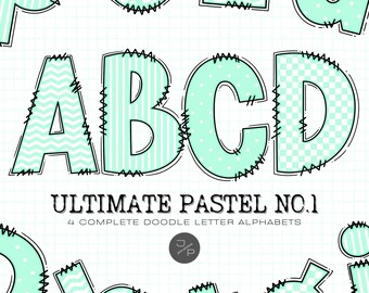 Rainbow Bright 25 Alphabet Letters PNG Bundle, Hand Drawn Doodle ...