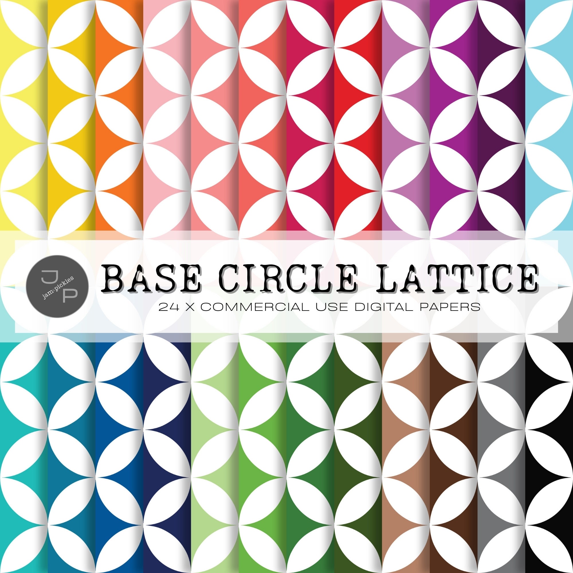 Circle Lattice Digital Paper Pattern, Seamless, 24 Primary Color Paper ...
