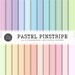 Pinstripe Digital Paper Pattern, Seamless, Vertical Stripe, 24 Pastel ...