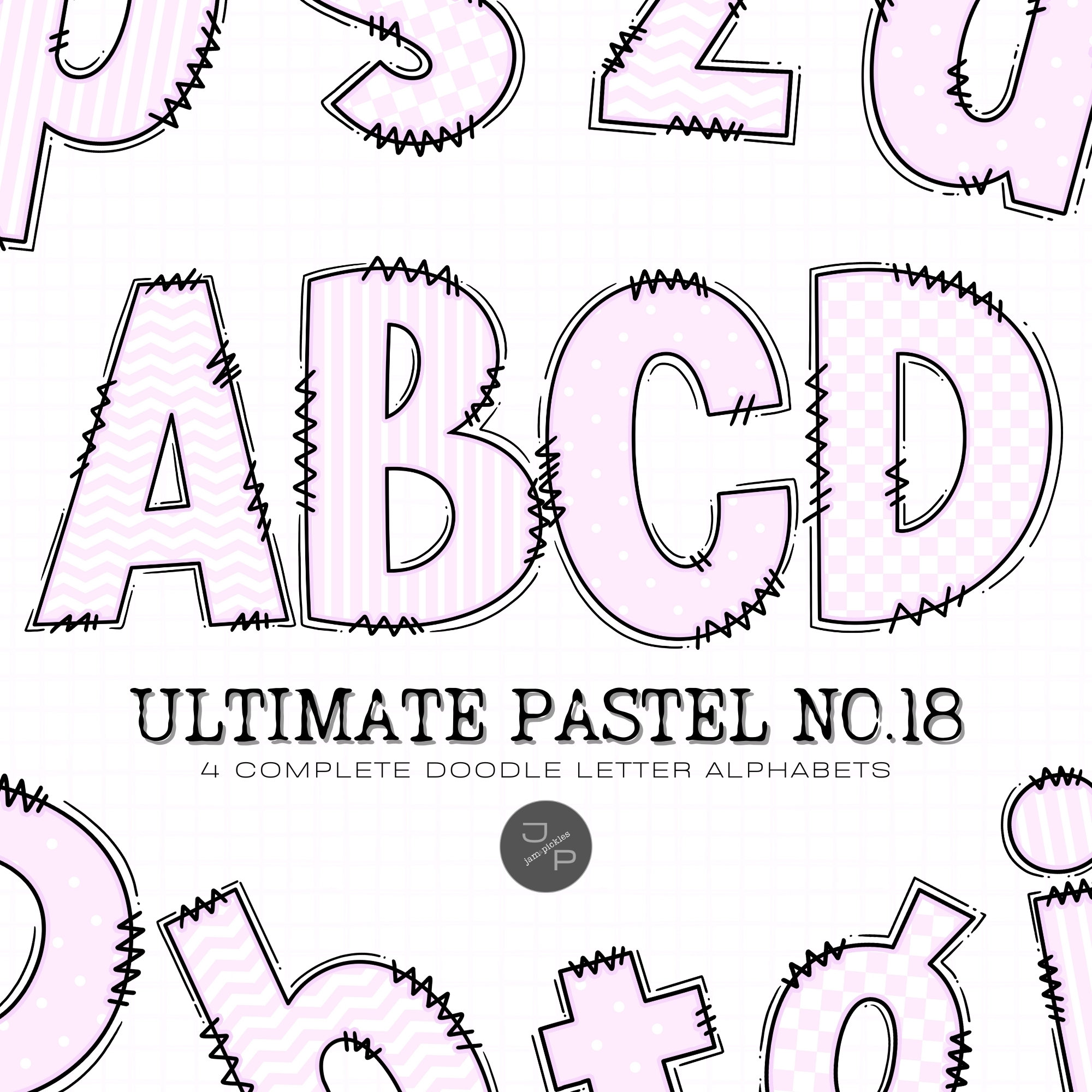 Ultimate Pastel 18 Alphabet Letters PNG Bundle, Hand Drawn Doodle ...