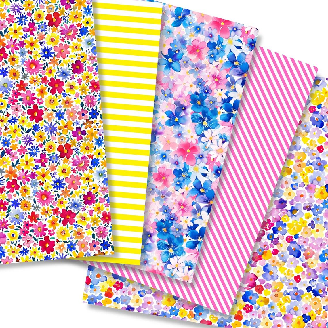 Spring Flowers Digital Paper Pack, Seamless Designs, Instant Download ...