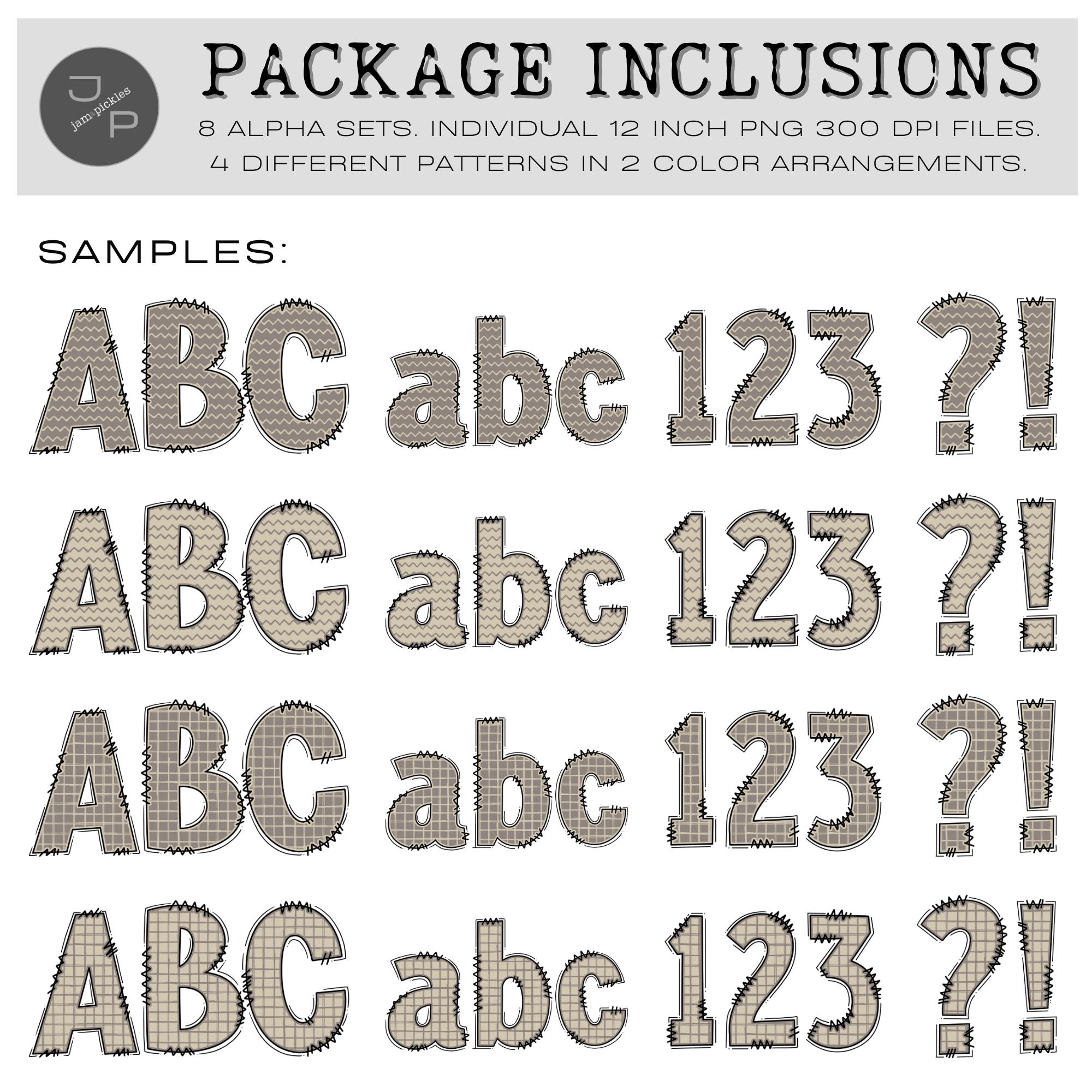 Earthy Boho 23|24 Alphabet Letters PNG Bundle, Hand Drawn Doodle ...